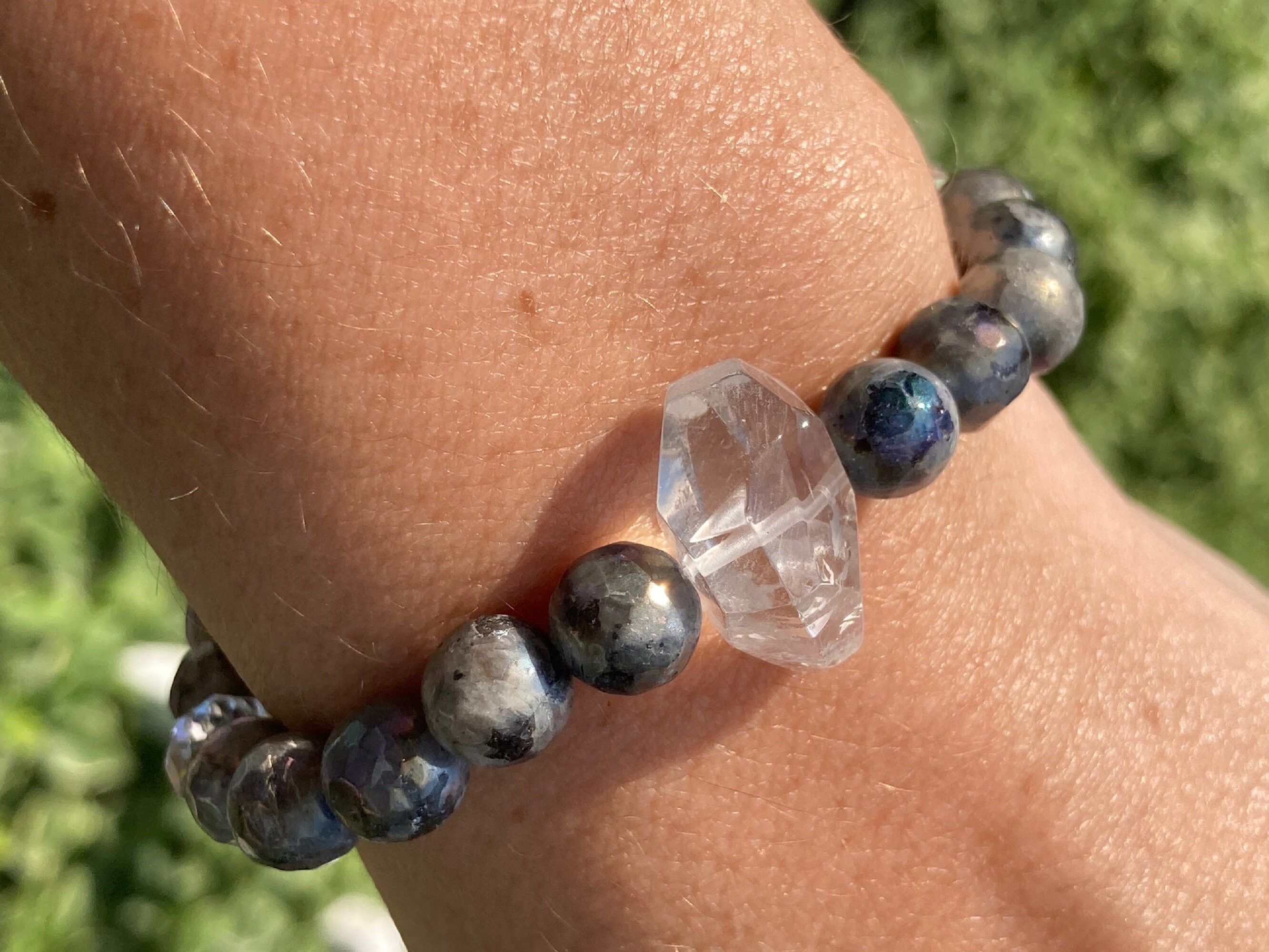 Gemstone Bracelet - Quartz / Crystal / Larvikite Marble Labradorite ...