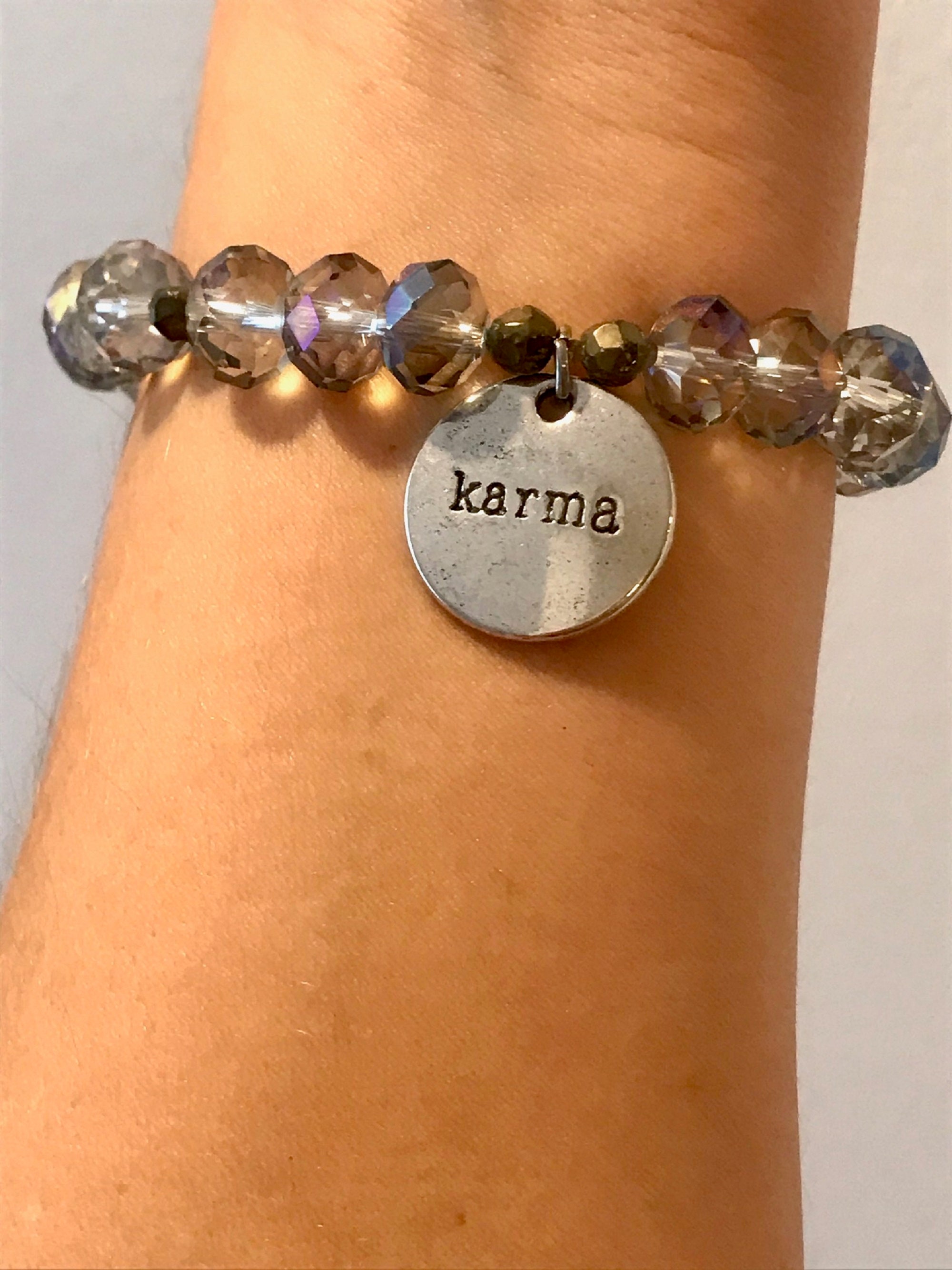 Crystal, Nautilus Shell/Abalone, Iron Pyrite Gemstone Angel Bracelet ...