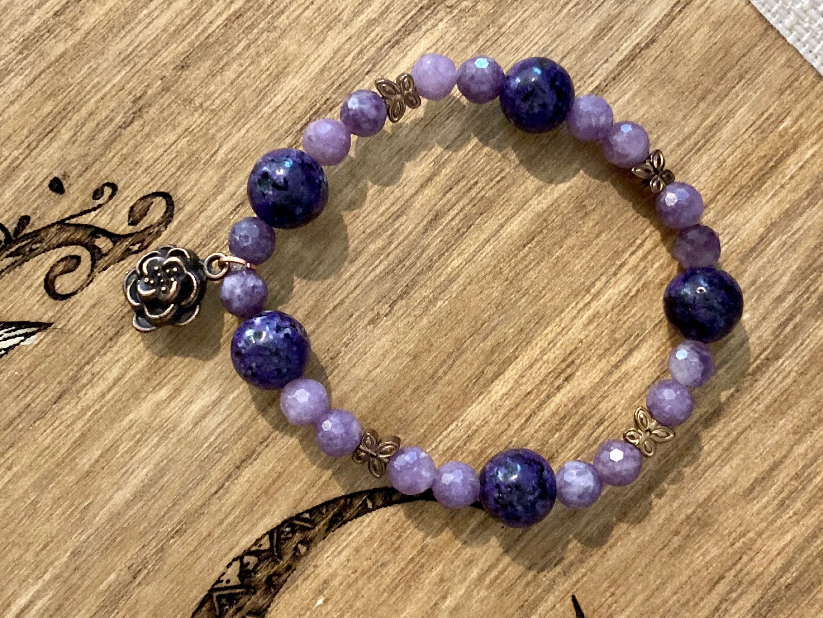 Gemstone Bracelet - Lepidolite / Charoite / Hematite Healing Bracelets ...