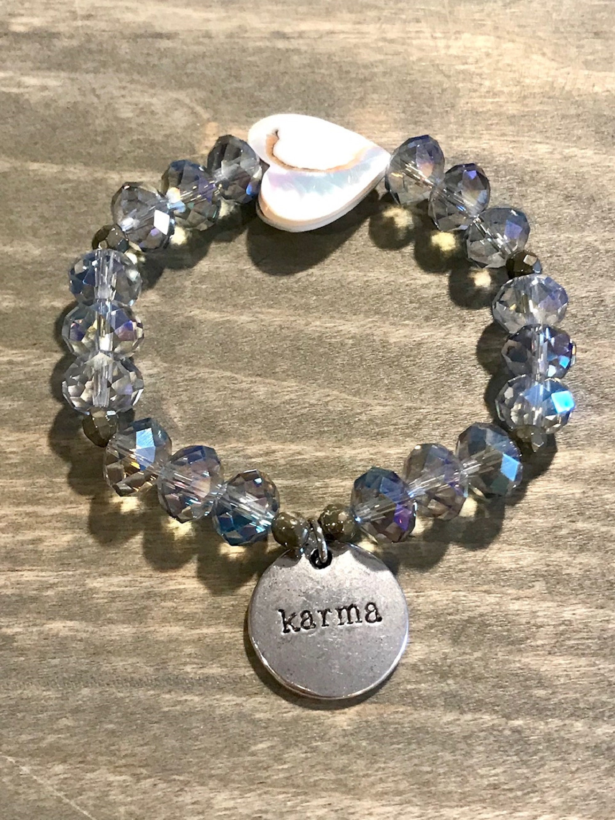 Crystal, Nautilus Shell/Abalone, Iron Pyrite Gemstone Angel Bracelet ...