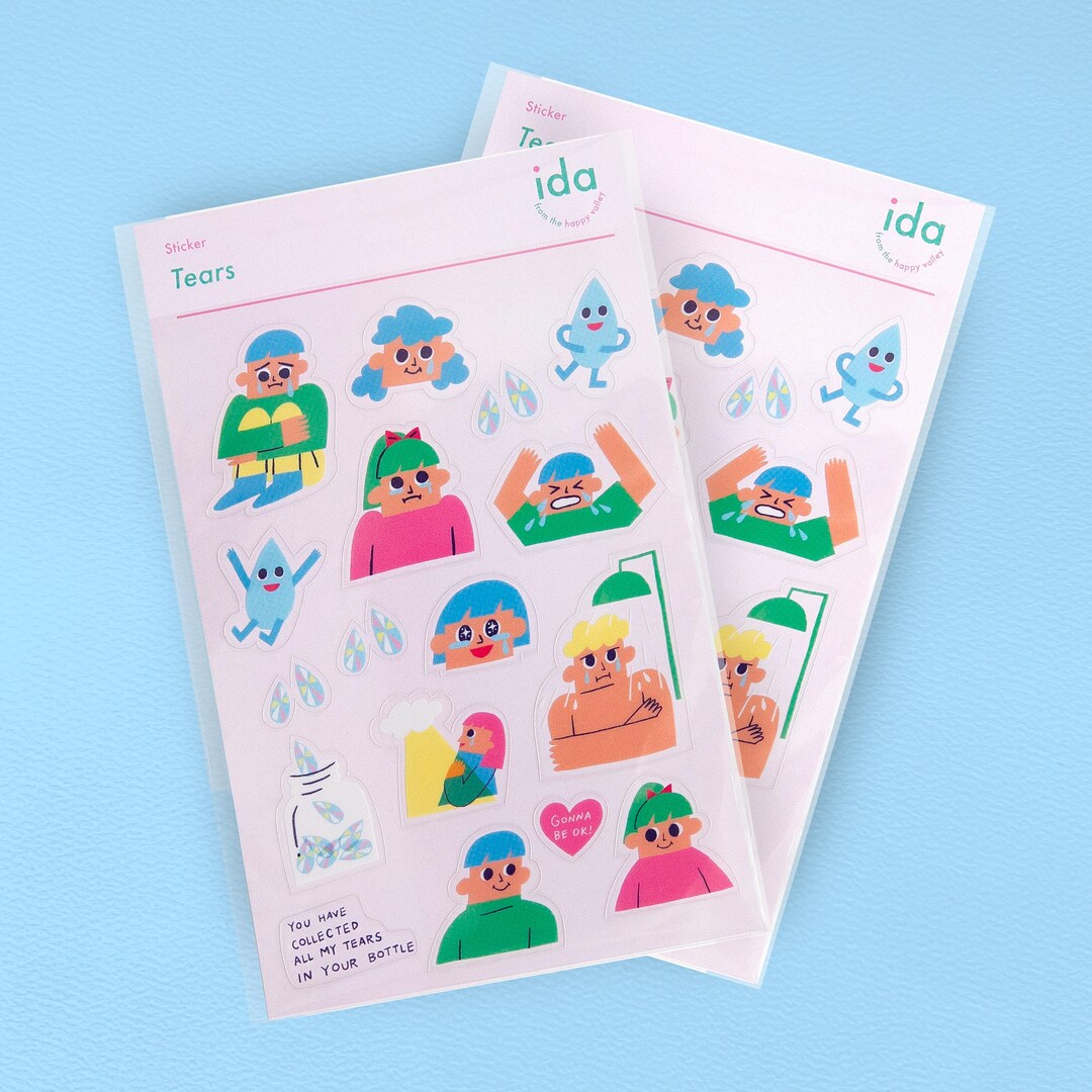 Tears – Sticker Sheet – Transparent | Yellow | Pink | Support ...