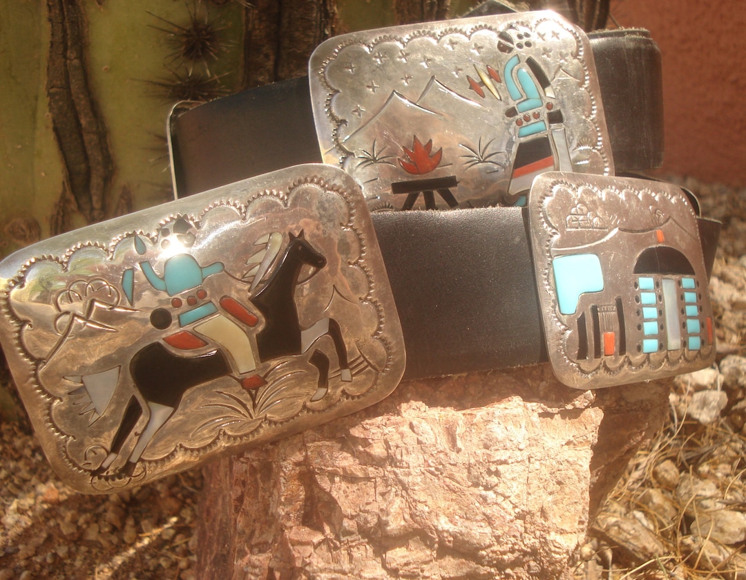 1970's Ben Becenti Storyteller, Navajo Concho Belt, Conchos With Navajo ...