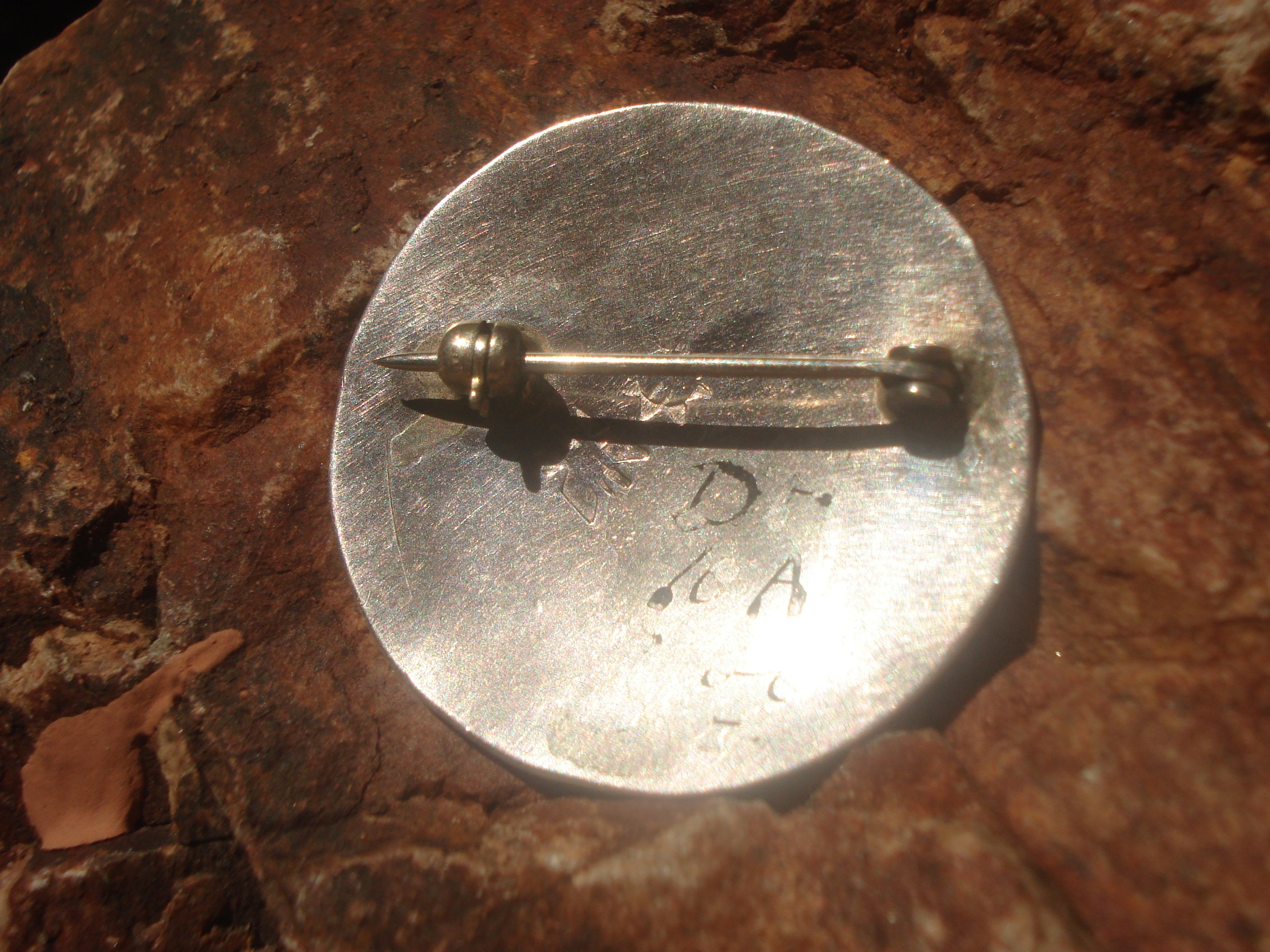 1940's Douglas Holmes, Hopi, Silver Overlay Brooch, Spiral Pictograph ...