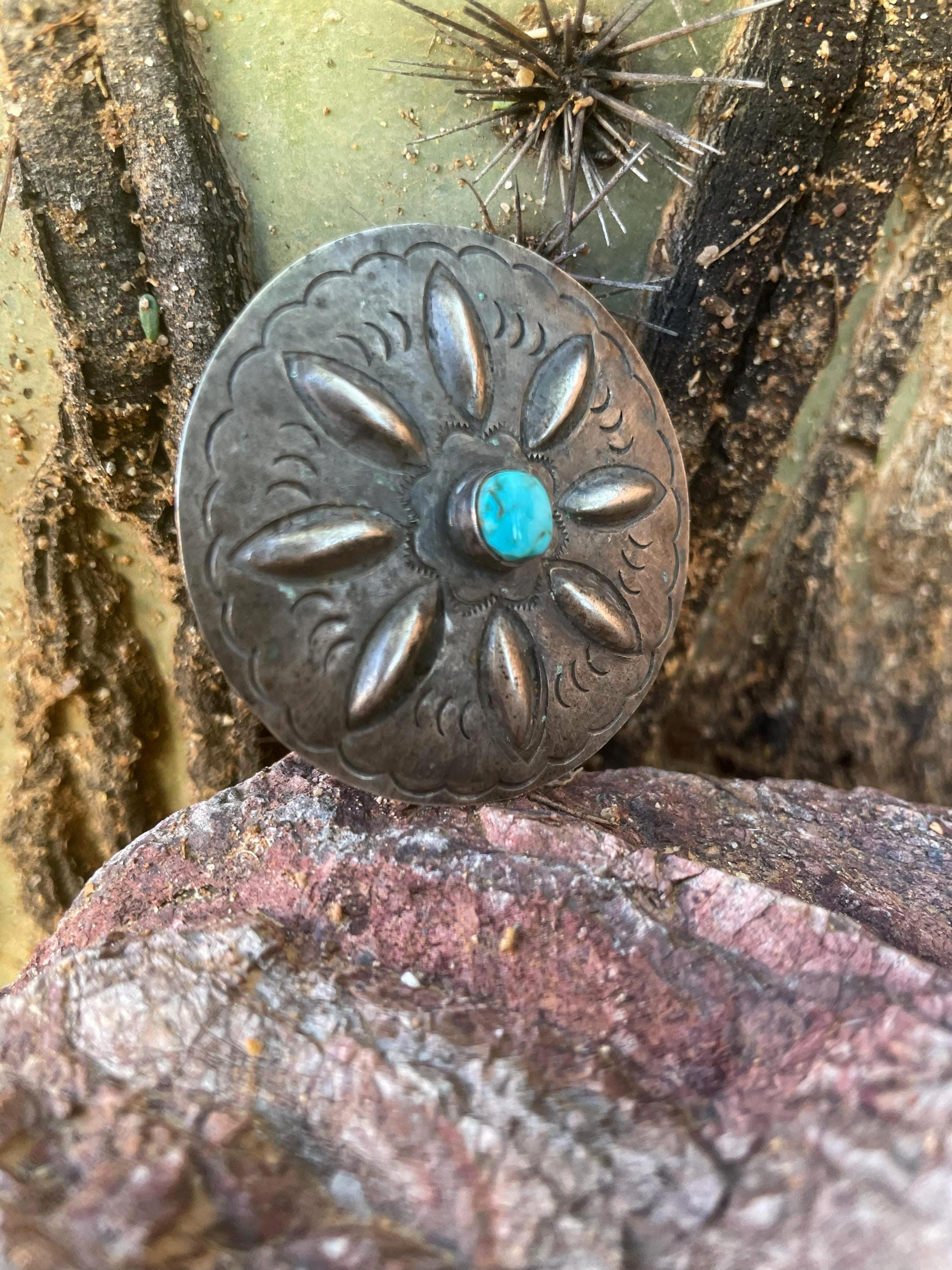 1940's, Concho, Collar Pin, Navajo Repousse, Old Pawn, Beautiful Blue ...