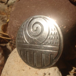 1940's Douglas Holmes, Hopi, Silver Overlay Brooch, Spiral Pictograph ...