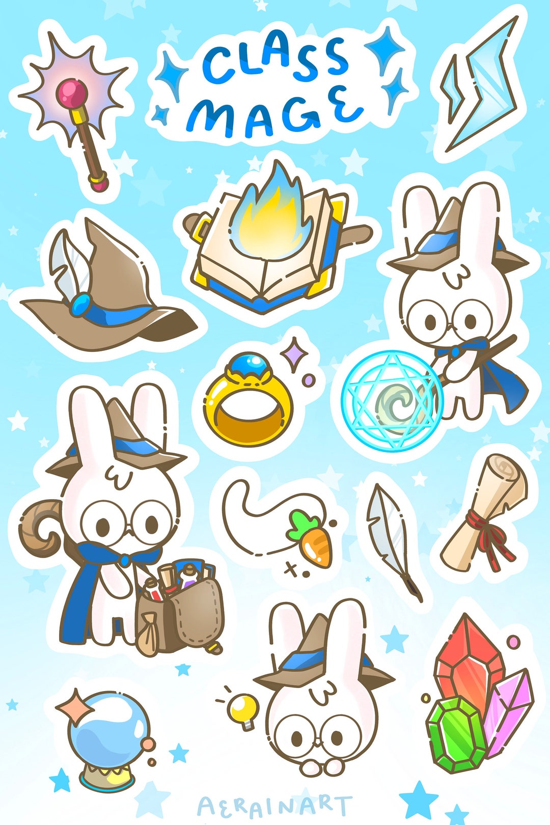 Bunny Mage RPG / Dnd Choose Your Class Sticker Sheets - Etsy