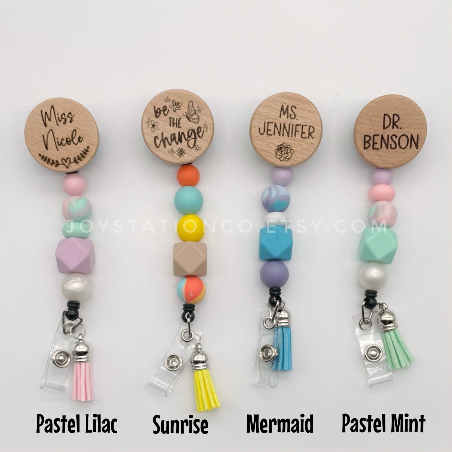 Personalized Badge Reel // Silicone Beaded ID Badge Holder // - Etsy