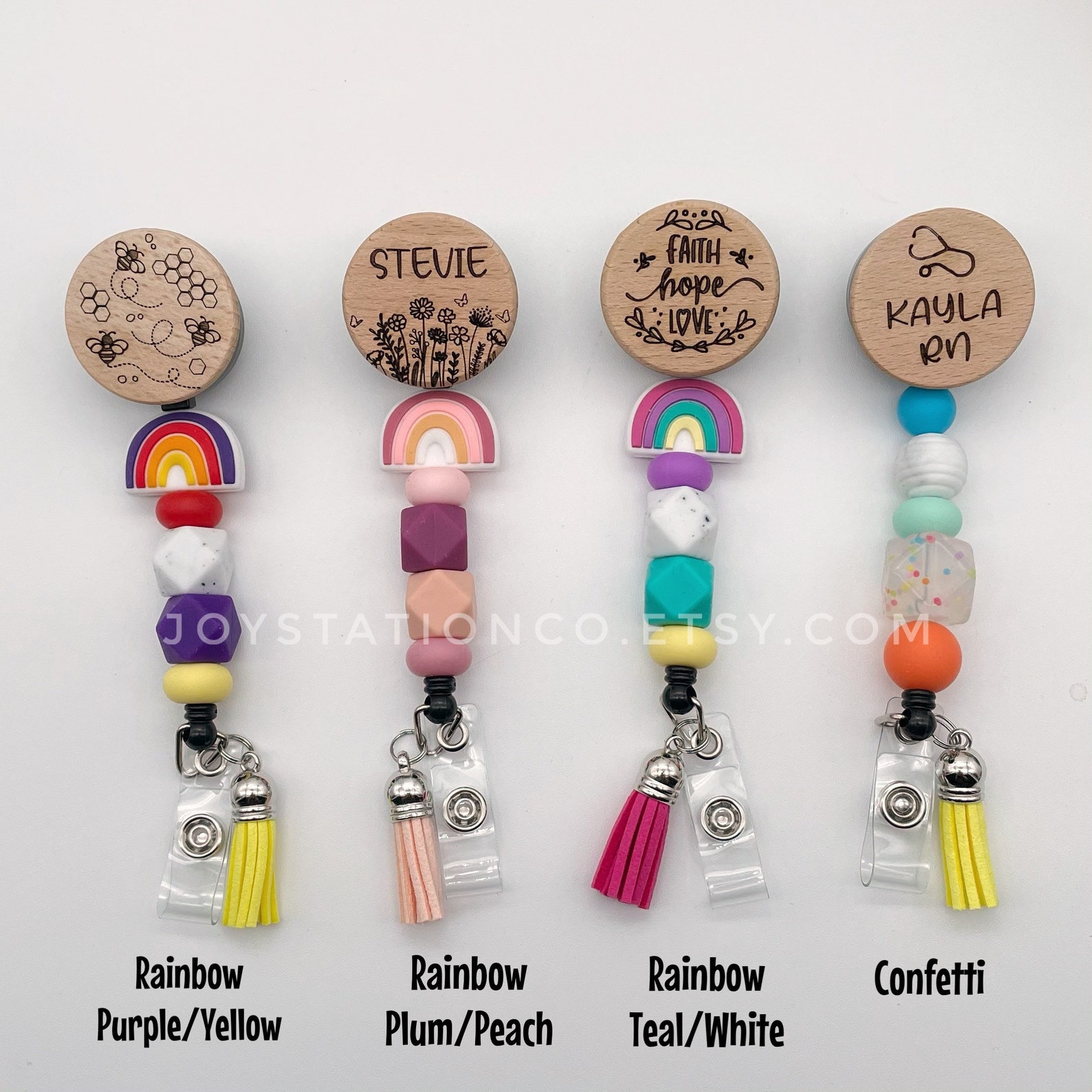 Personalized Badge Reel // Silicone Beaded ID Badge Holder // - Etsy