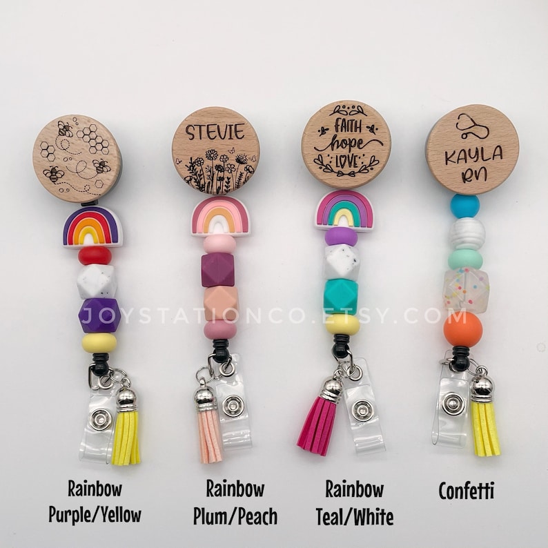 Personalized Badge Reel // Silicone Beaded ID Badge Holder // - Etsy
