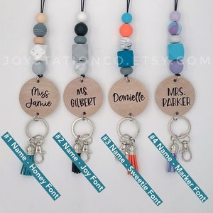 Personalized Lanyard // Silicone Beaded Lanyard // Animal Print Teacher ...