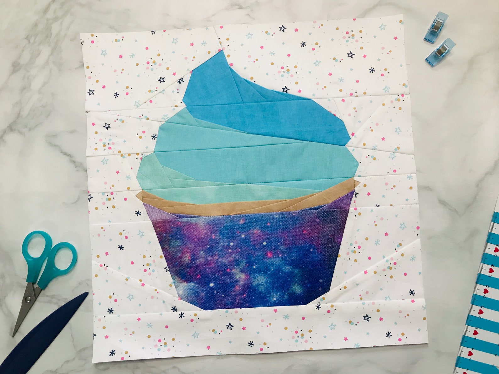 Cupcake Foundation Paper Piecing Pattern Quiltblock 'cupcakelove' 12 ...