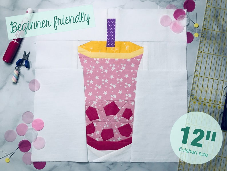 Boba/bubble Tea Foundation Paper Piecing Pattern Quiltblock - Etsy