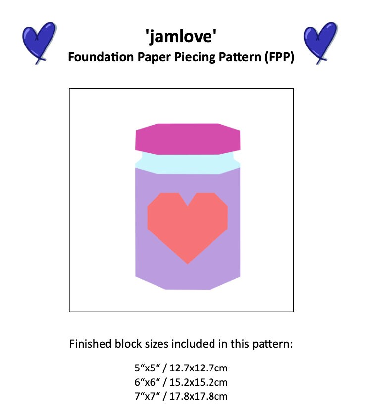 Jam Jar Foundation Paper Piecing Pattern Coater/mugrug/quiltblock ...