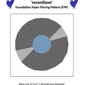 Record Foundation Paper Piecing Pattern Quiltblock 'recordlove' 12" CD ...