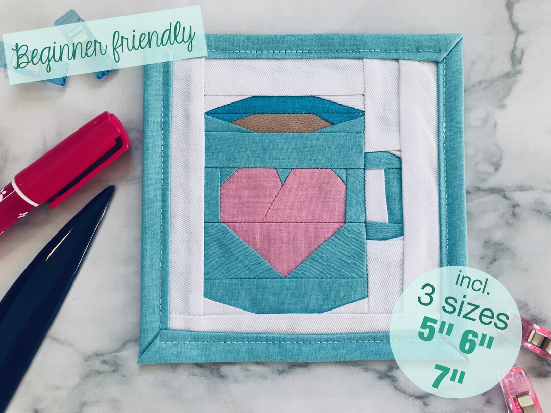 Mug Foundation Paper Piecing Pattern Coater/mugrug/quiltblock 'muglove' 5" 6" 7" - Etsy