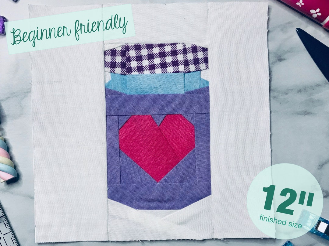Jam Foundation Paper Piecing Pattern Quiltblock 'jamlove' 12" - Etsy