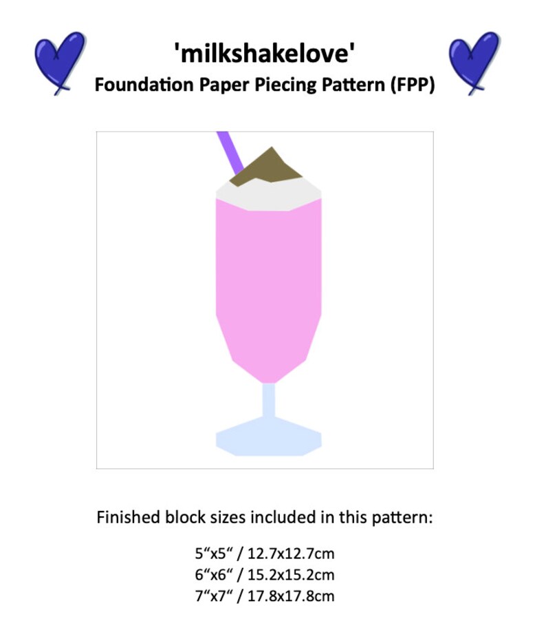 Milkshake Foundation Paper Piecing Pattern - Etsy