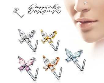 Crystal Butterfly Nose Ring - Etsy