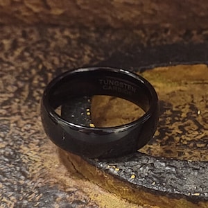 Engraved Men's Black Tungsten Promise Ring or Wedding Ring ...