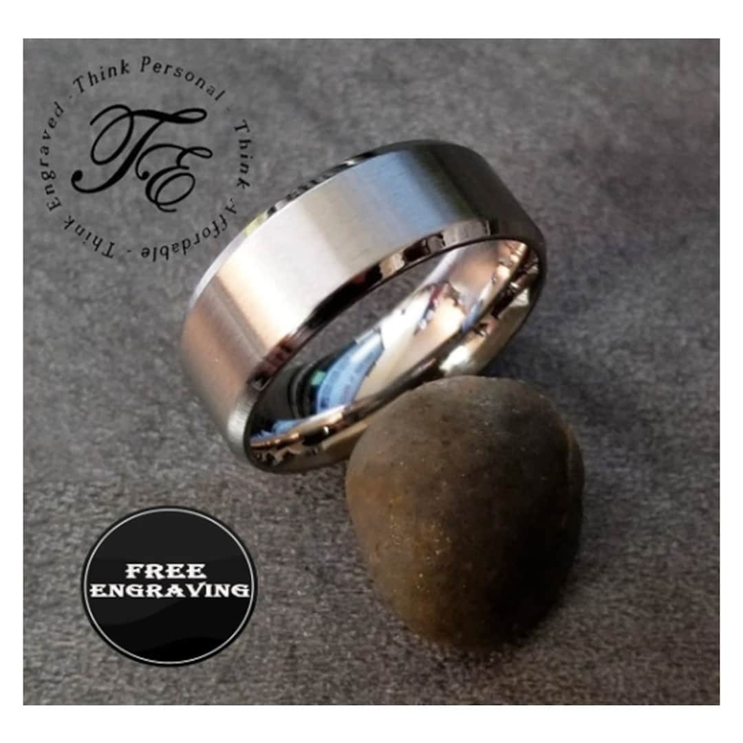Personalized Engraved Men's Silver Wedding Ring Band Engraved ...