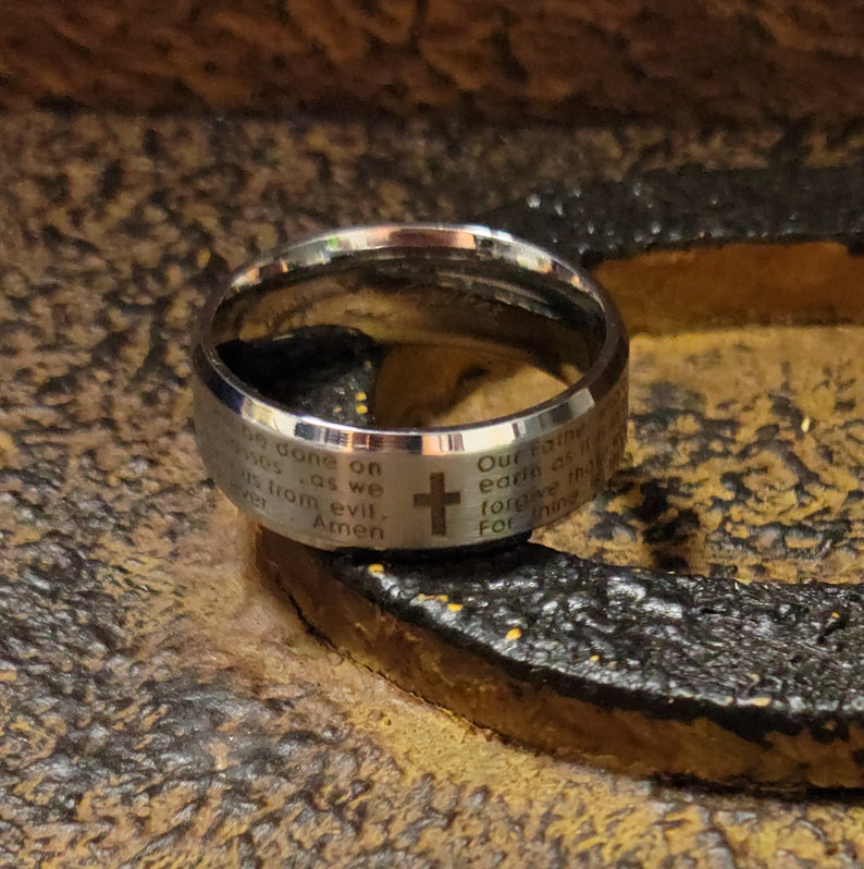 Personalized Lord's Prayer Christian Cross Ring - Etsy