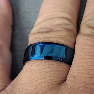 Custom Engraved Men's Blue Promise Ring or Wedding Ring - Handwriting ...