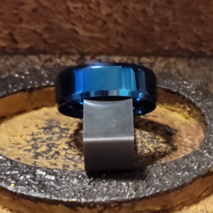 Custom Engraved Men's Blue Promise Ring or Wedding Ring - Handwriting ...