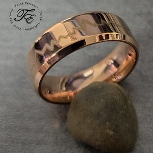 Men's Rose Gold Heart Beat Wedding Ring Band - Heartbeat Wedding Ring ...