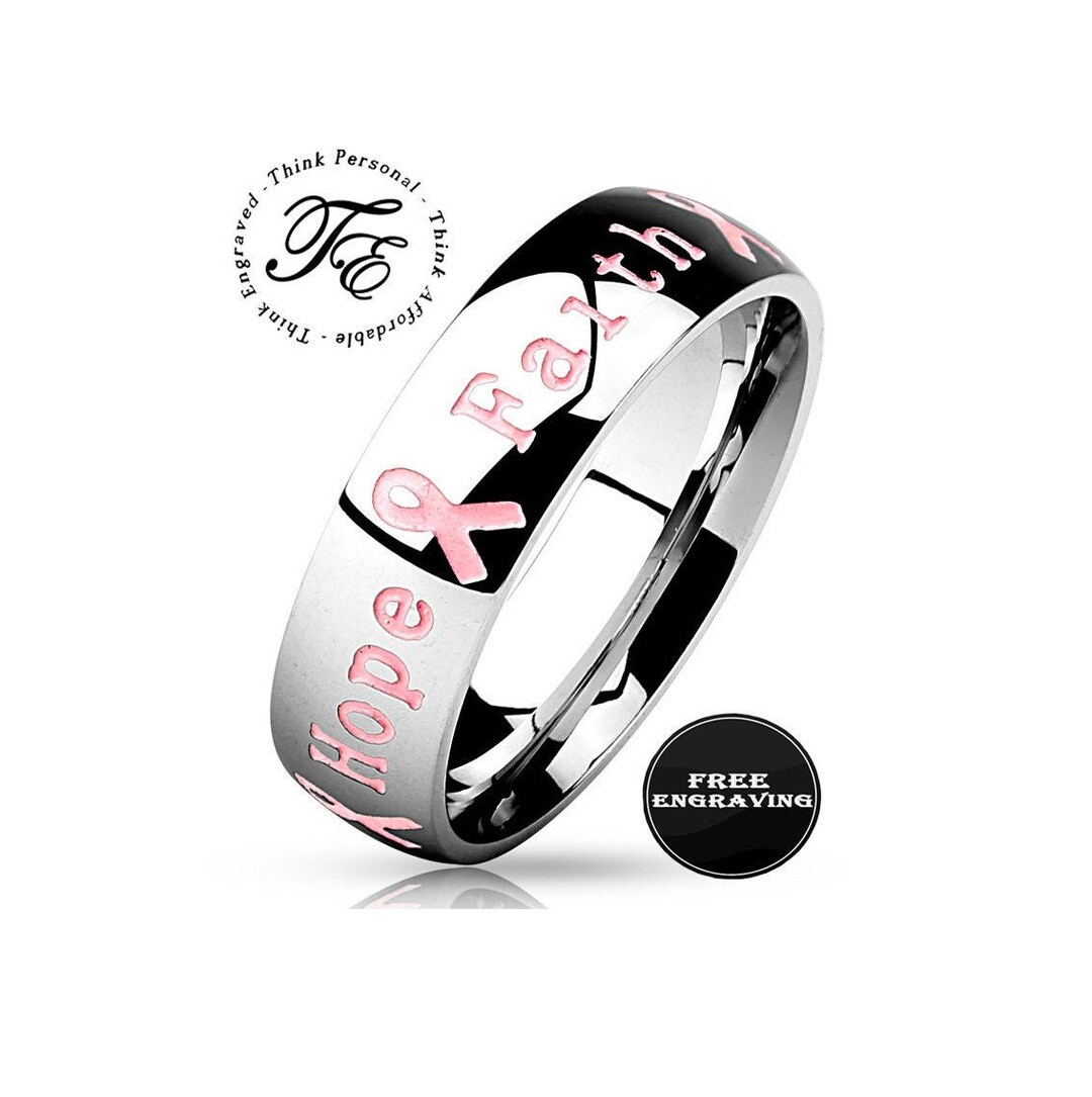 Personalized Breast Cancer Awareness Ring - Engraved Cancer Survivor ...