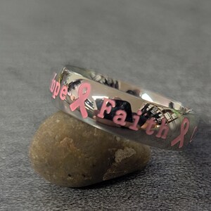 Personalized Breast Cancer Awareness Ring - Engraved Cancer Survivor ...