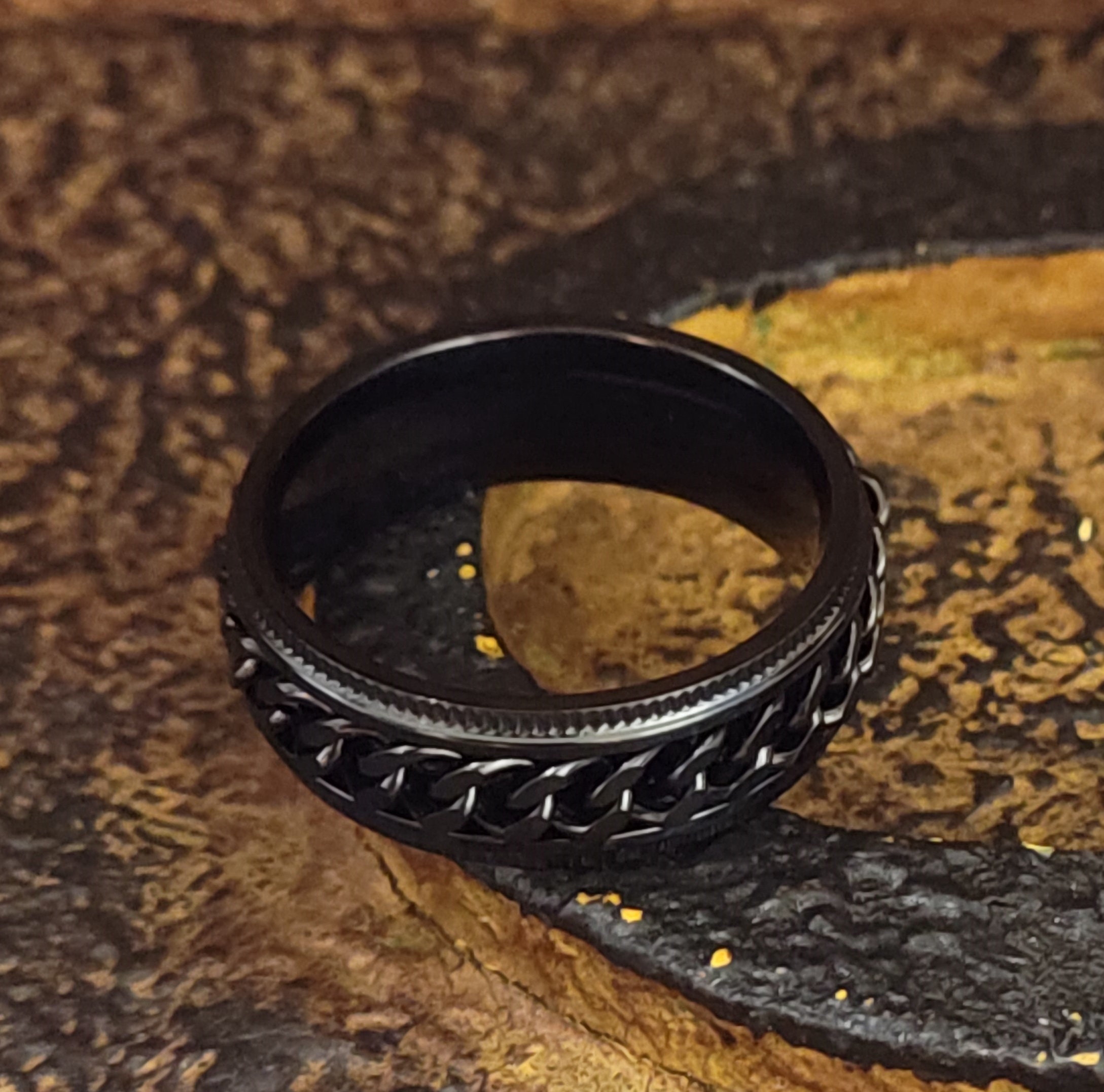 Men's Engraved Black Chain Fidget Ring Personalized - Etsy