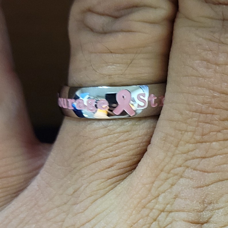Personalized Breast Cancer Awareness Ring Engraved Cancer - Etsy