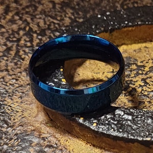 Custom Engraved Men's Blue Promise Ring or Wedding Ring - Handwriting ...