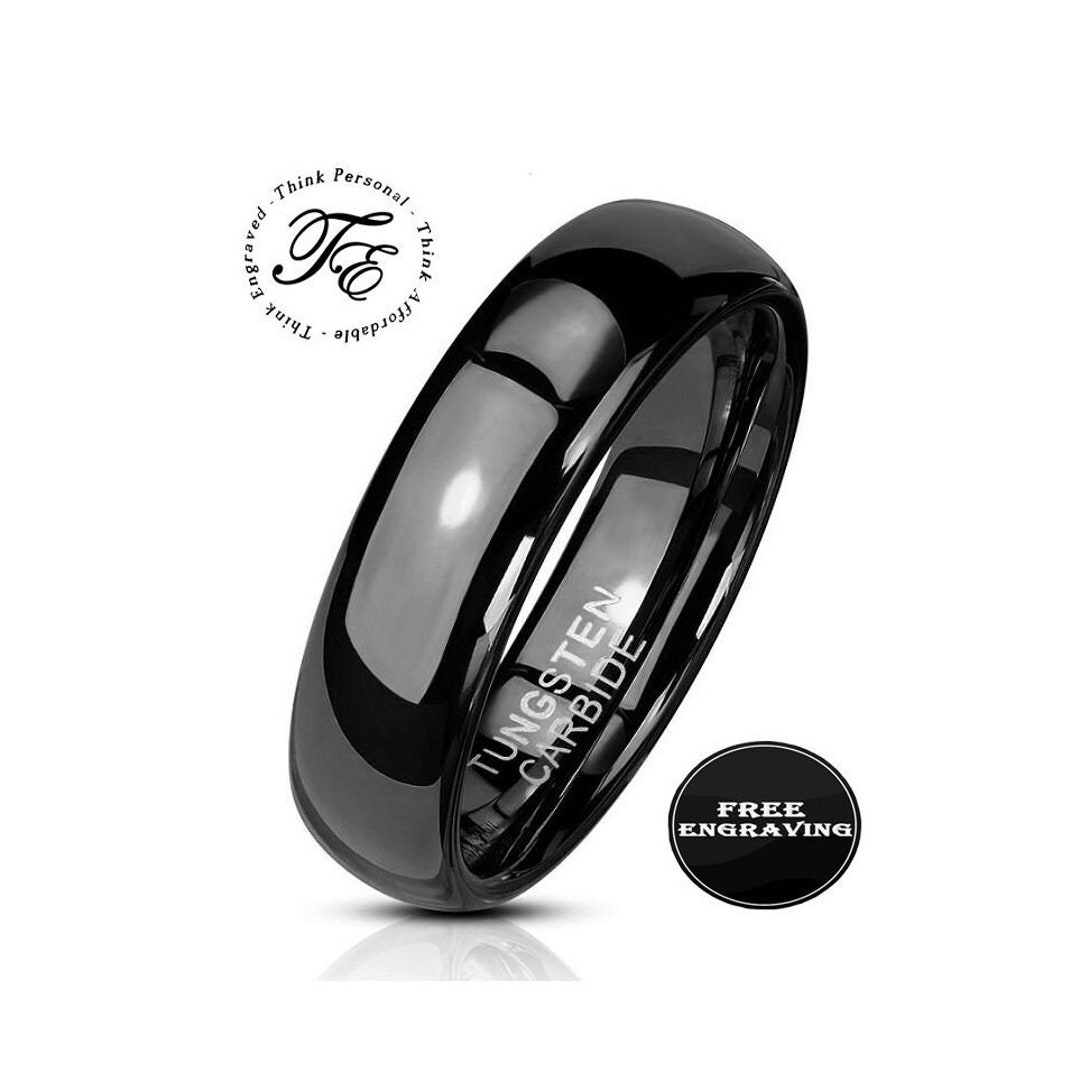 Custom Engraved Men's Black Tungsten Promise Ring or Wedding Ring ...