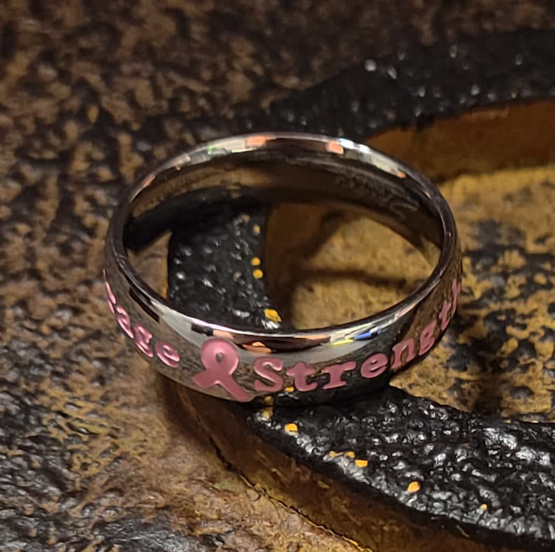 Personalized Breast Cancer Awareness Ring Engraved Cancer - Etsy