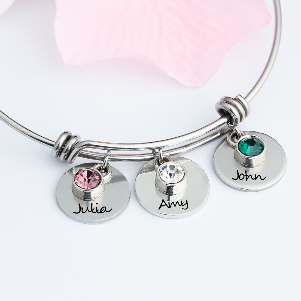 Personalized Heart Charm Bracelet With Kids Names, 49% OFF
