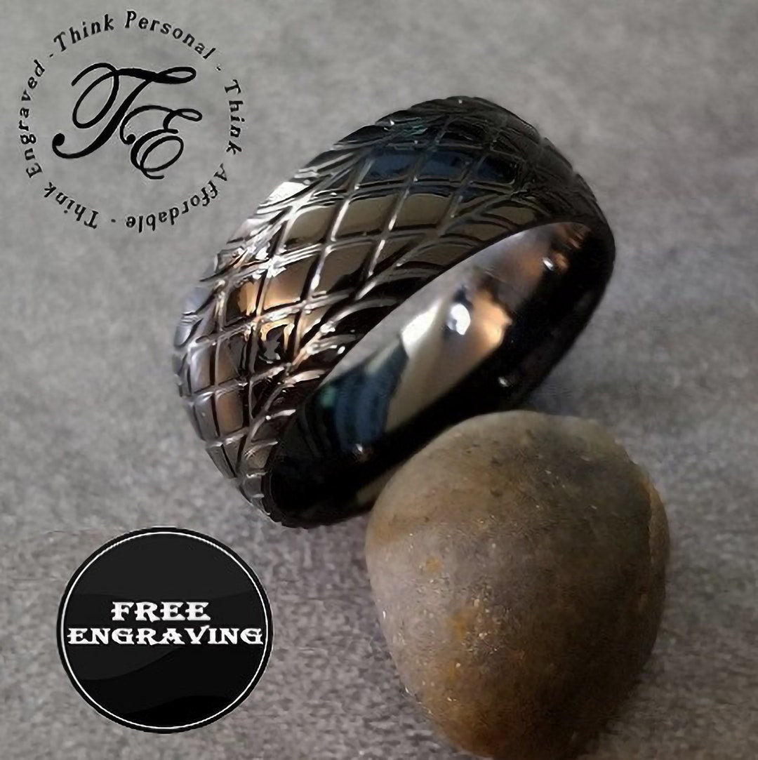 Personalized Men's Black Racing Tire Promise Ring Band - Engraved Tire ...