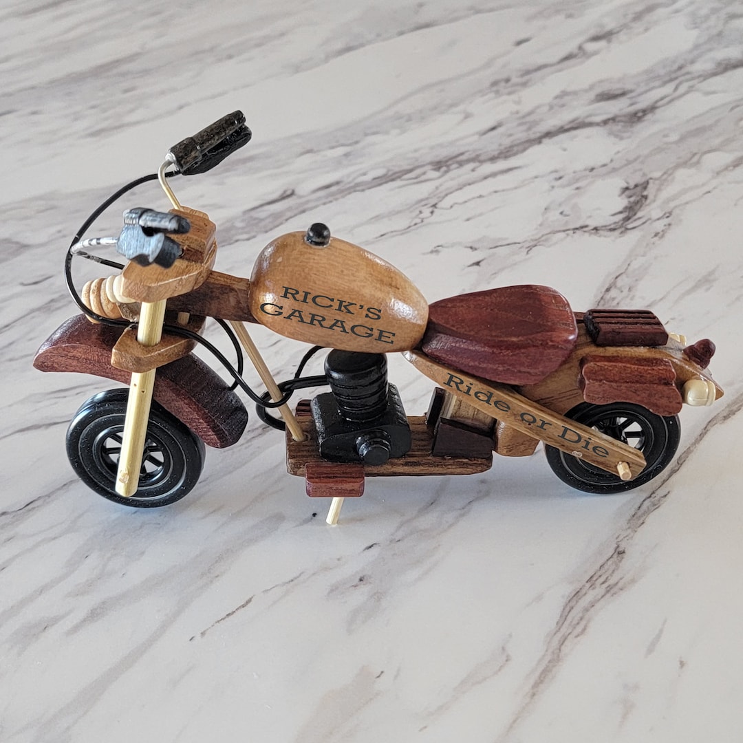 Personalized Engraved Wooden Motorcycle - Custom Engraved Gas Tank ...
