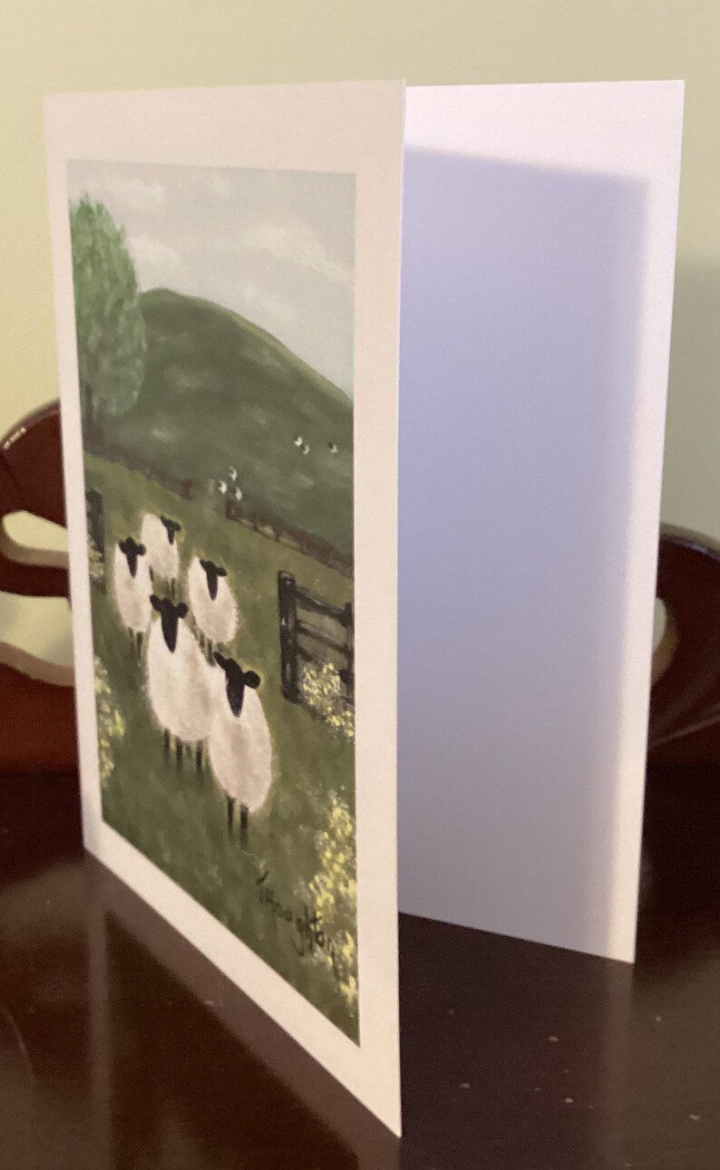 Sheep Painting Card / Sheep Art Print / Sheep Illustration / Farm Scene ...