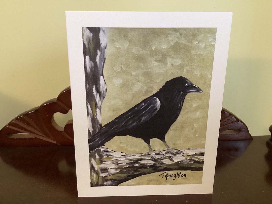 Crow Greeting Card / Crow Birthday Card / Crow Notecard / Bird Art Card ...