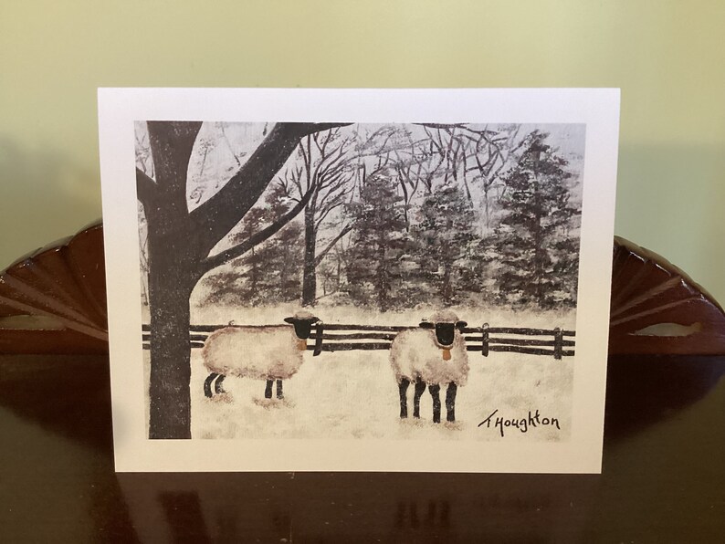 Two Sheep Greeting Card / Sheep Birthday Card / Sheep Art Print / Farm ...