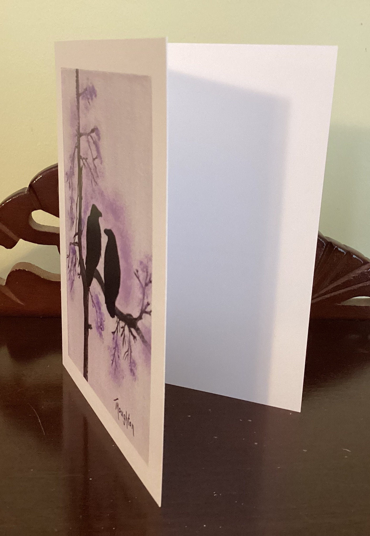Love Crows Art Card / Purple Sky Crows / Anniversary Card / Blank ...