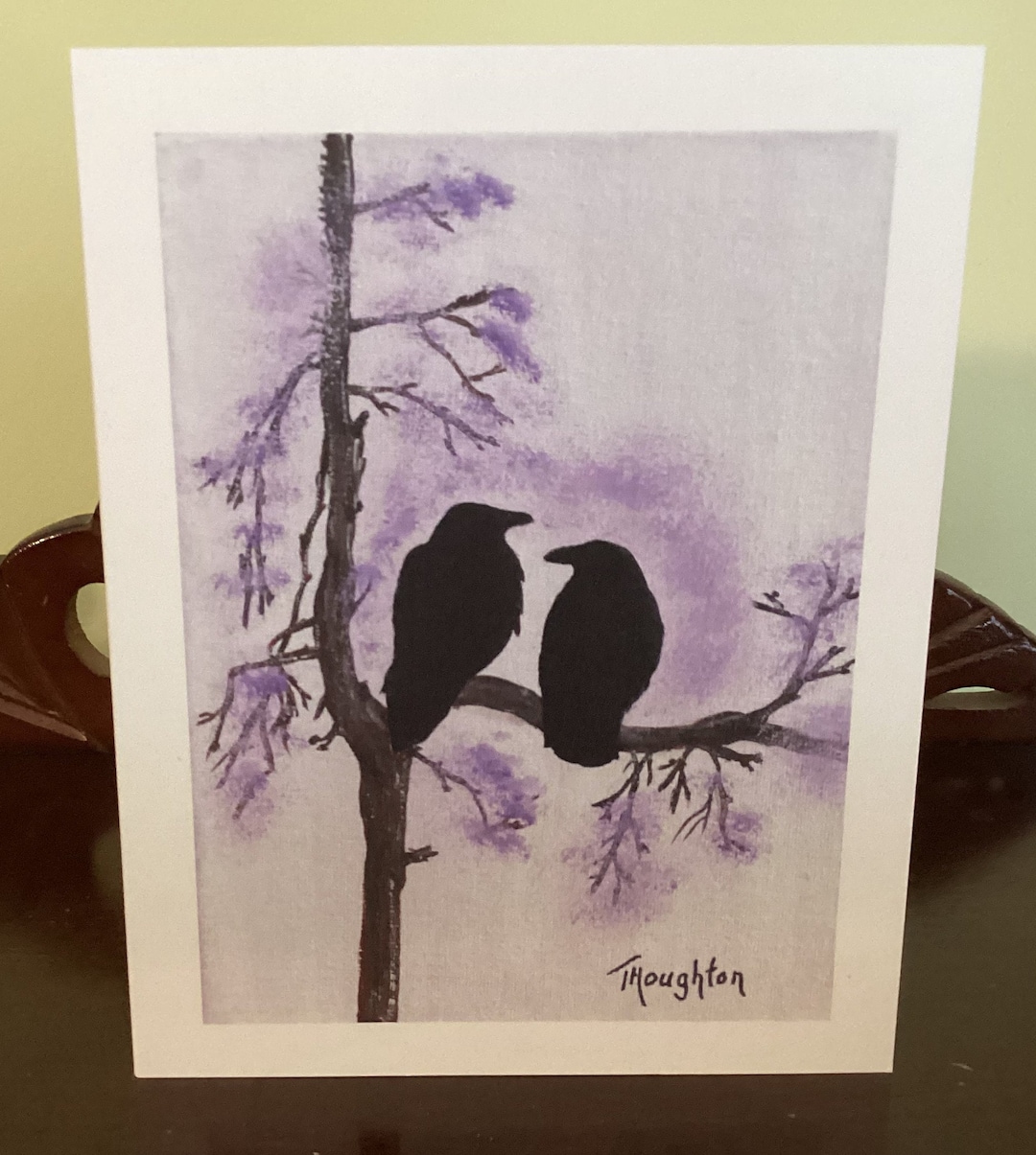 Love Crows Card / Handmade Greeting Card / Original Art Card / Crow ...