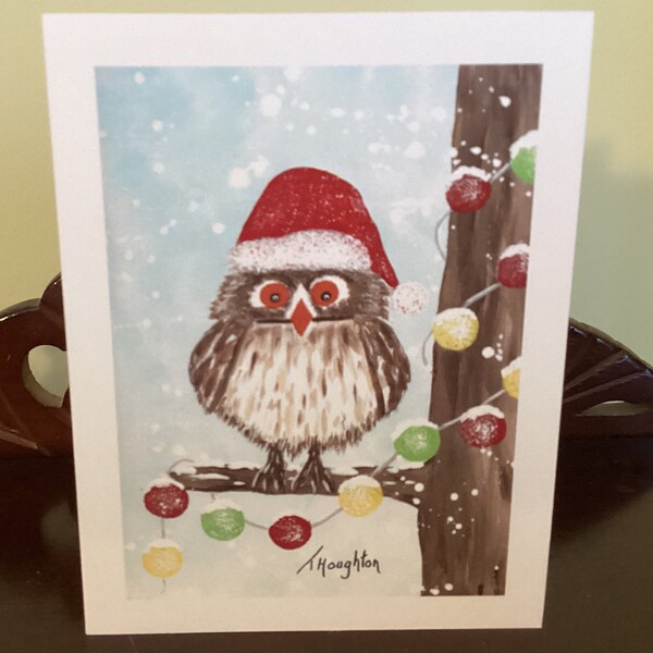 Owl Christmas Card - Etsy