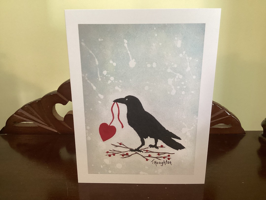 Crow and Heart Greeting Card / Crow Love Card / Crow Wedding - Etsy
