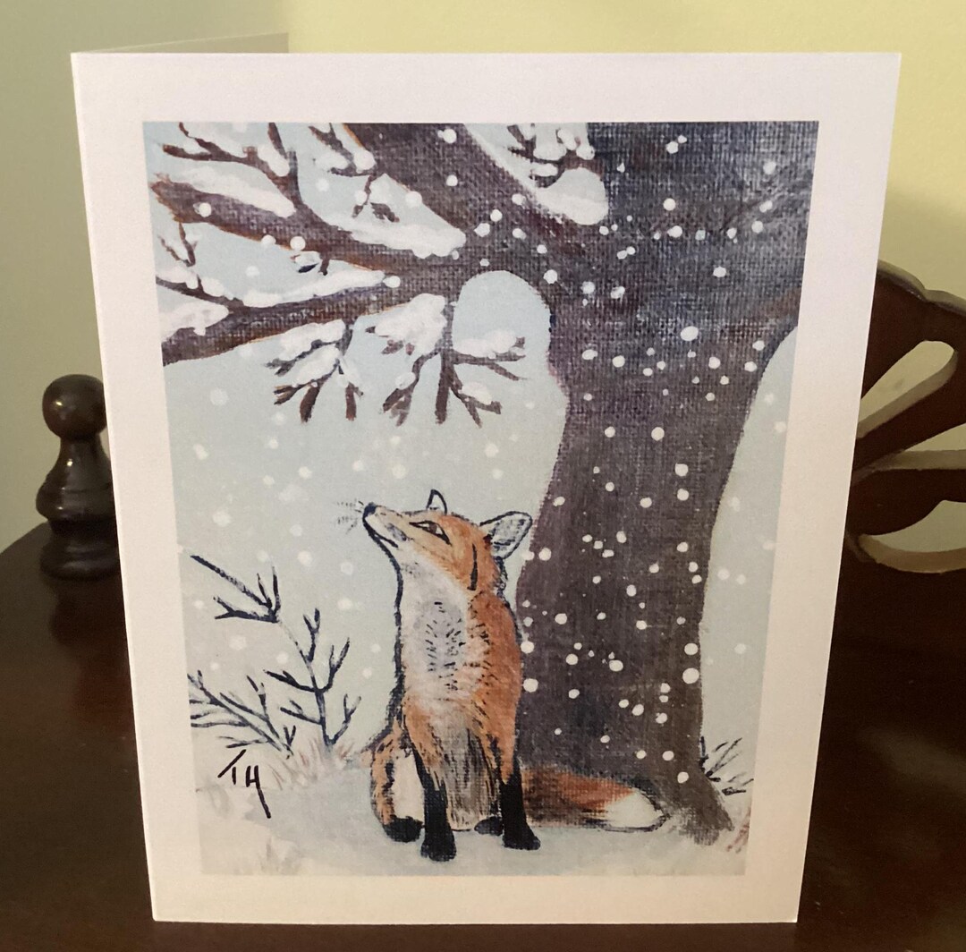 Winter Fox Greeting Card / Fox Art Print / Fox Notecard / Fox Birthday ...