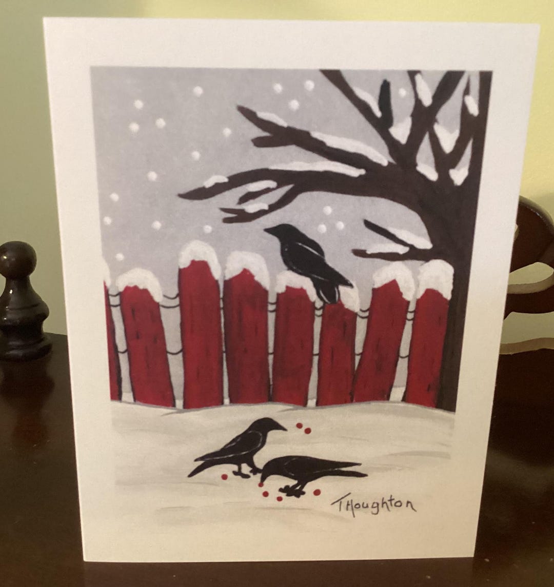 Winter Crows Greeting Card / Crow Art Print / Three Crows Card / Crow ...