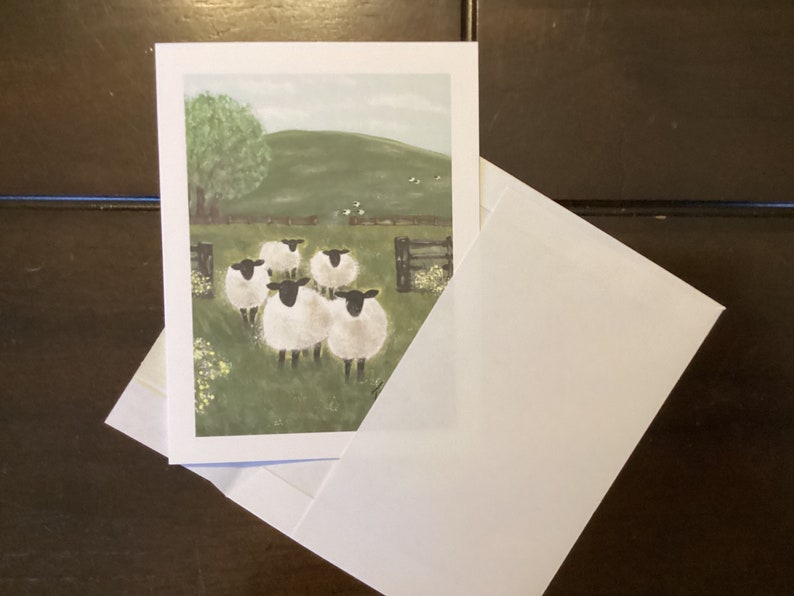 Sheep Painting Card / Sheep Art Print / Sheep Illustration / Farm Scene ...