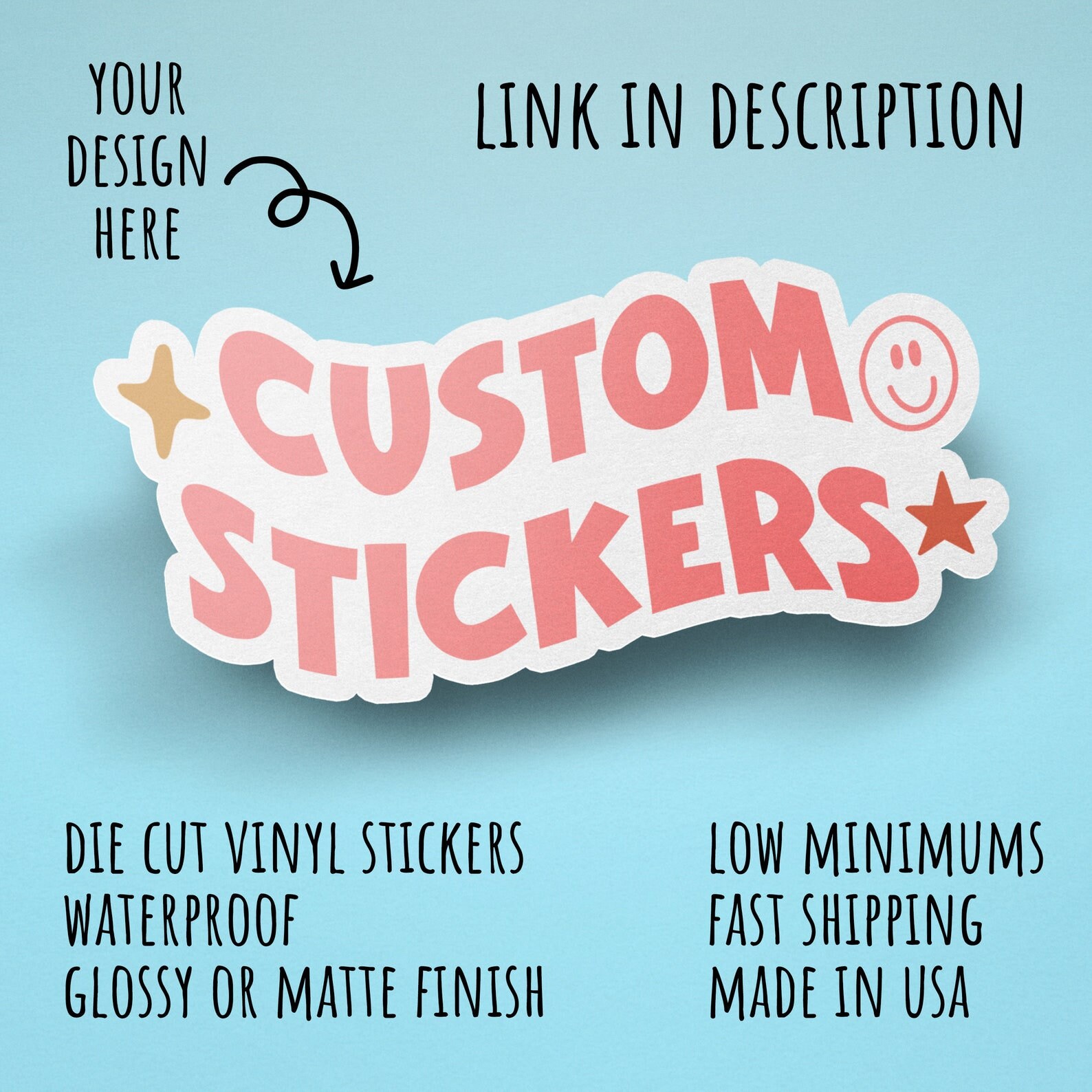 100 Custom Vinyl Waterproof Stickers Cut Any Shape. Custom Bulk ...