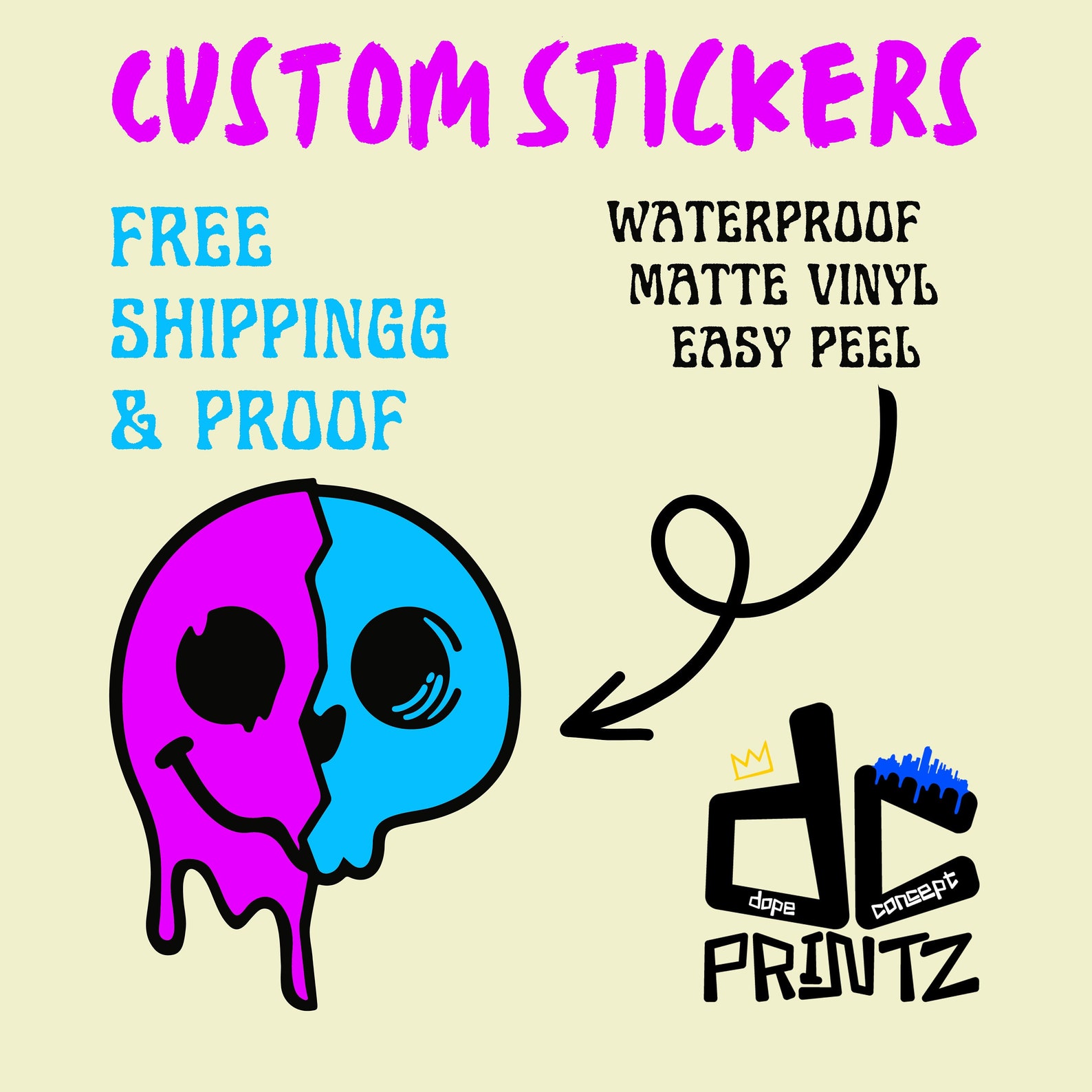 100 Custom Vinyl Waterproof Stickers Cut Any Shape. Custom Bulk ...